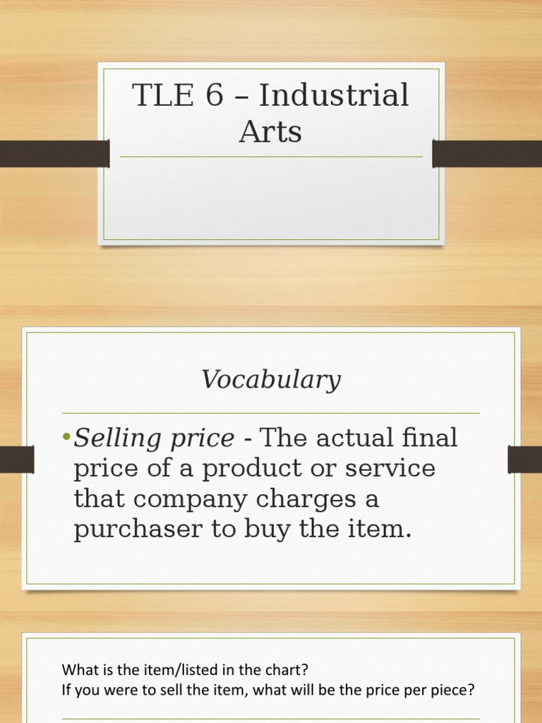 TLE 6 - Industrial Arts | PDF | Income | Expense