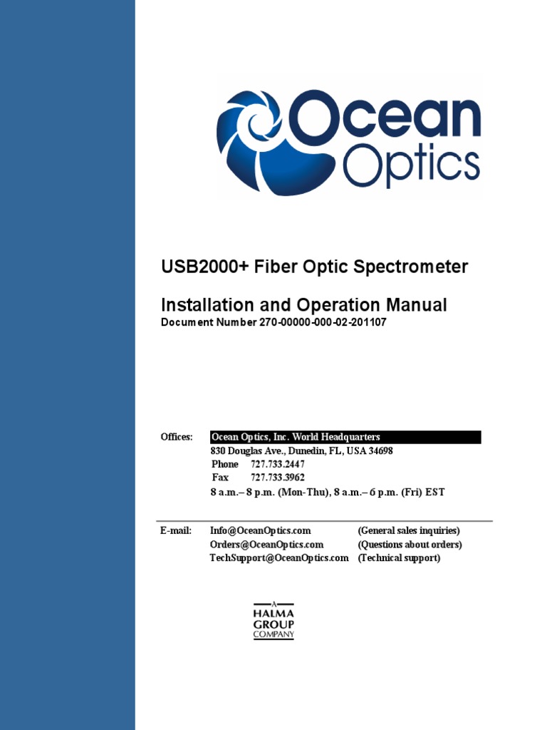 Ocean Insight USB2000+ Operating Instructions | PDF | Optical Filter ...