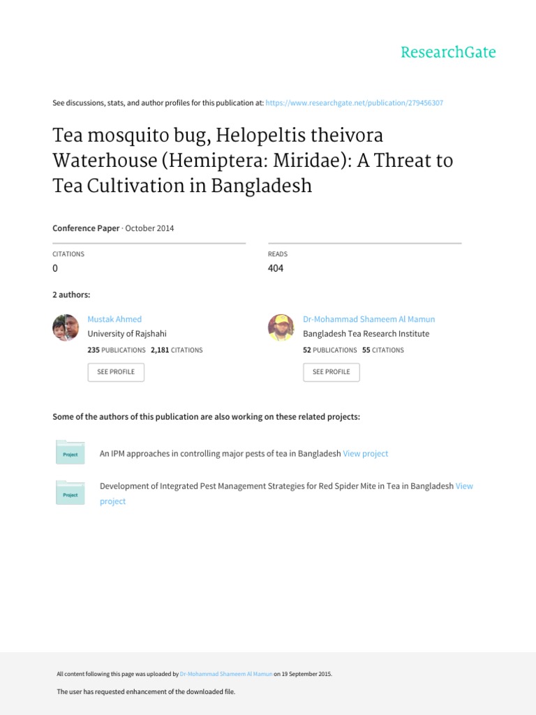 All About Tea Mosquito Bug | PDF | Biological Pest Control | Pesticide