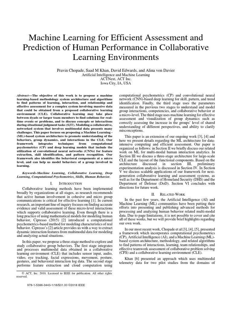 Machine Learning For Efficient Assessment and Prediction of Human (1127 ...