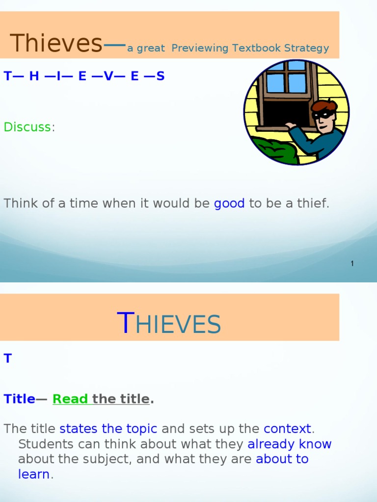 Thieves A Great Previewing Textbook Strategy GA Ch. 2 | PDF ...