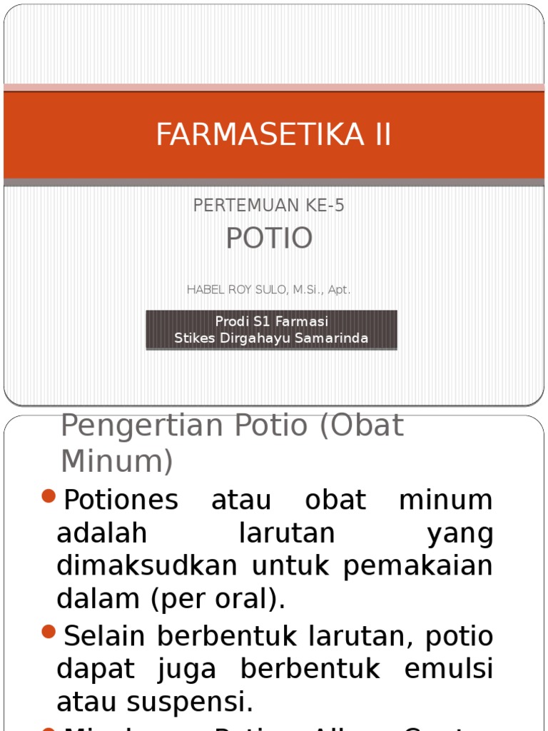 Pertemuan 5 Farmasetika Ii (Potio) | PDF