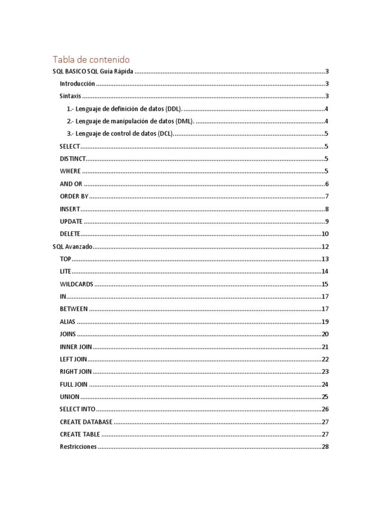 Sql Guia Rapida Pdf Sql Servidor Sql De Microsoft