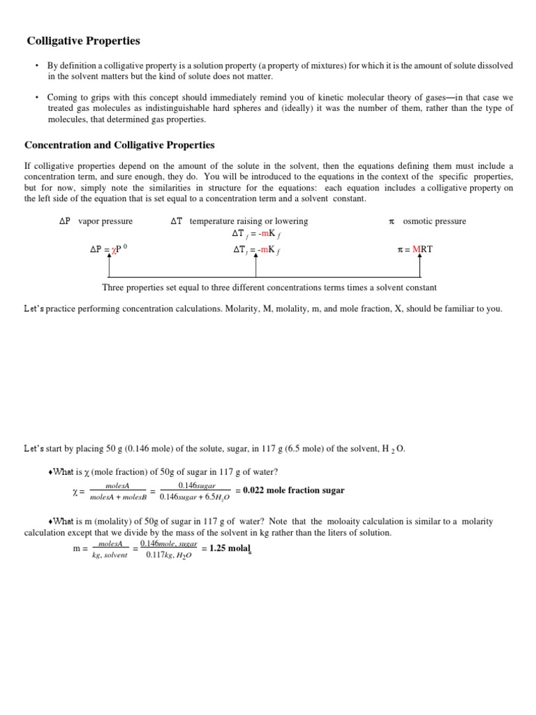 Colligative Properties | PDF | Osmosis | Solution