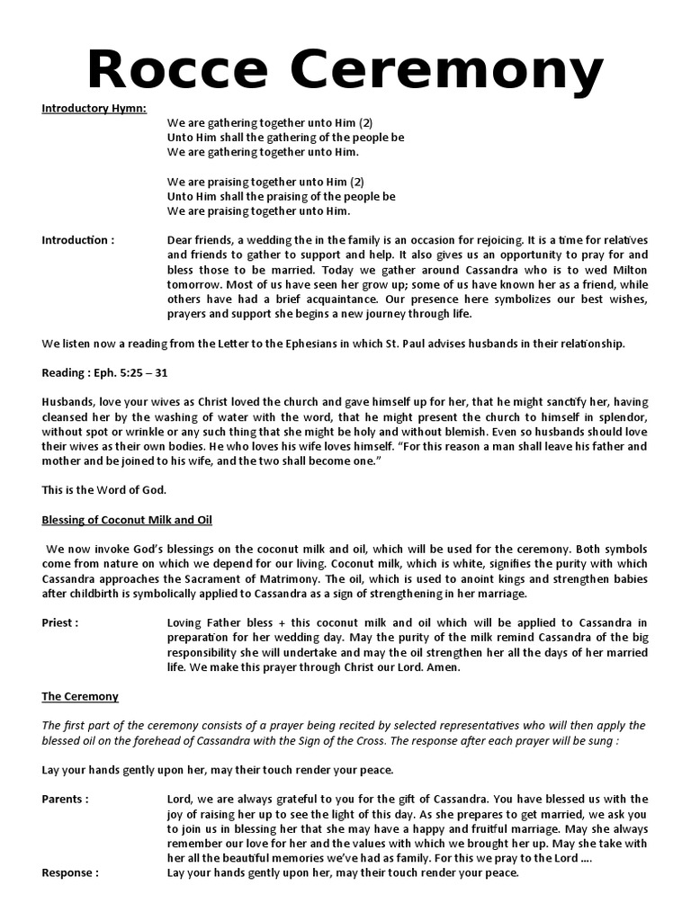 Roce Ceremony | PDF | Blessing | Prayer