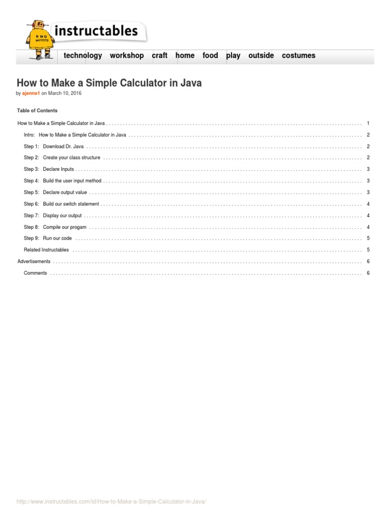 How To Make A Simple Calculator In Java Pdf Download Free Pdf Method Computer Programming