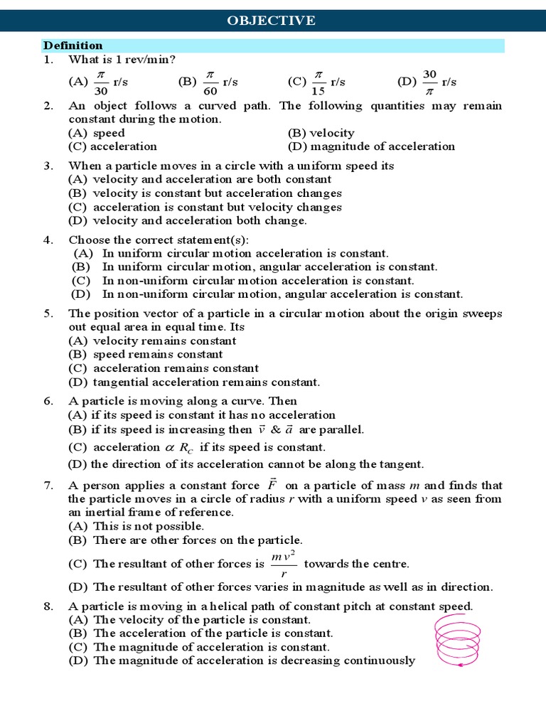 CIRCULAR MOTION JEE Practice | PDF | Acceleration | Rotation Around A Fixed Axis