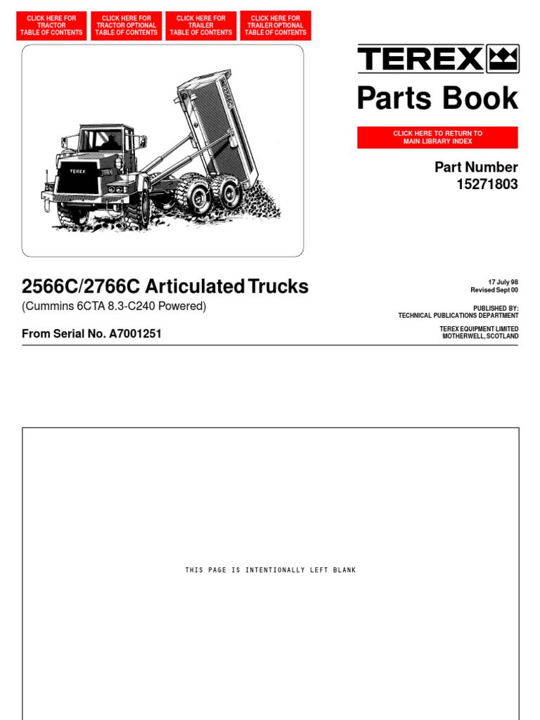 Terex 2566C Parts Book Overview | PDF | Washer (Hardware ...