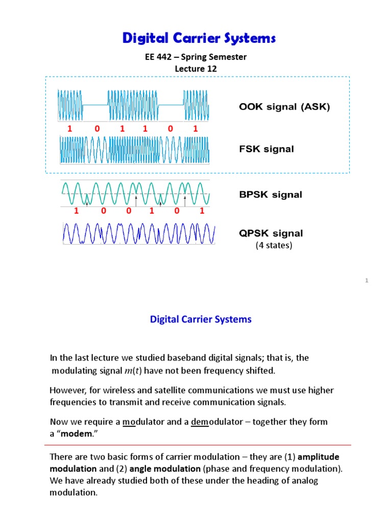 Digital Carrier Systems PDF | PDF | Modulation | Internet Protocols
