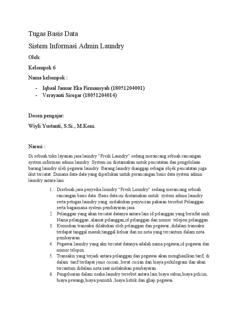 Narasi Basis Data | PDF