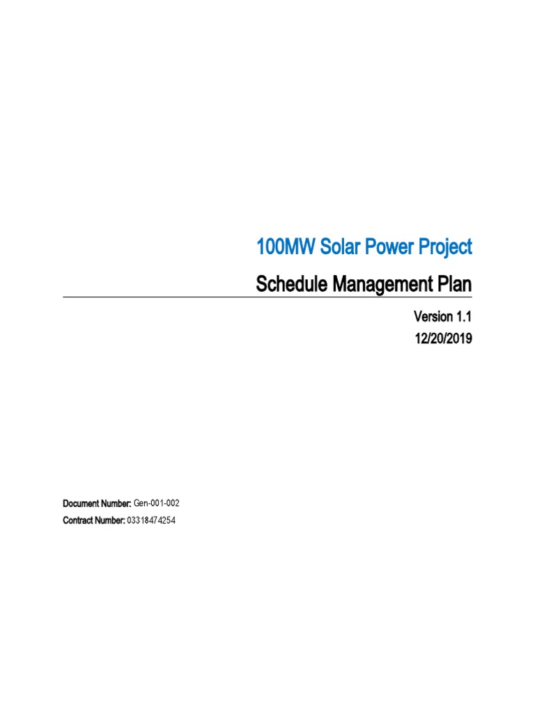 Schedule Management Plan of Solar Power Plant | PDF | Project ...