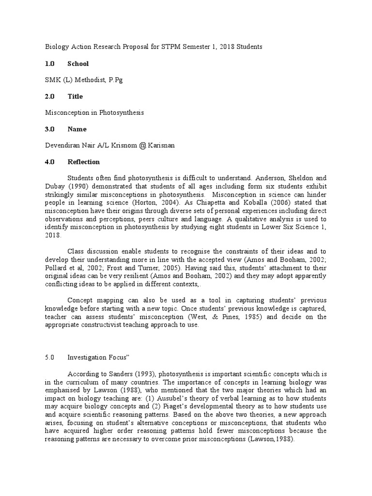 Biology Action Research Proposal For STPM Semester 1 2019 | PDF ...
