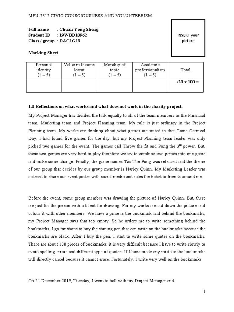 Reflective Report on Charity Project | PDF | Business