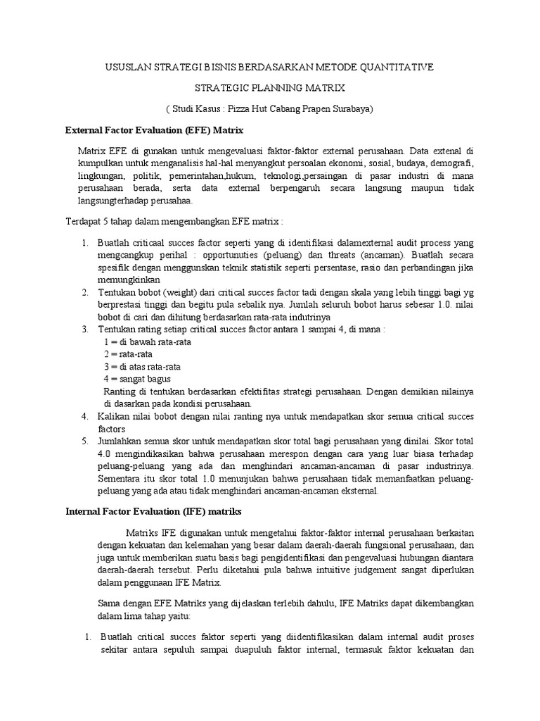 Ususlan Strategi Bisniis Berdasarkan Metode Quantitative Strategic ...