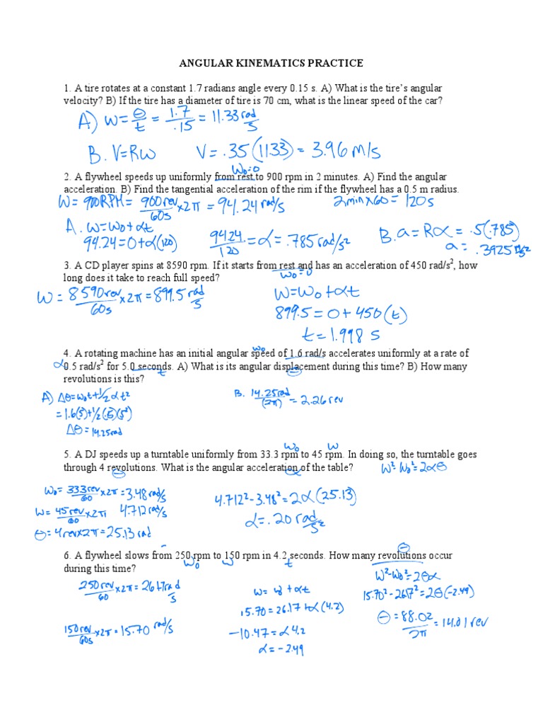Angular Kinematics Practice Problems | PDF