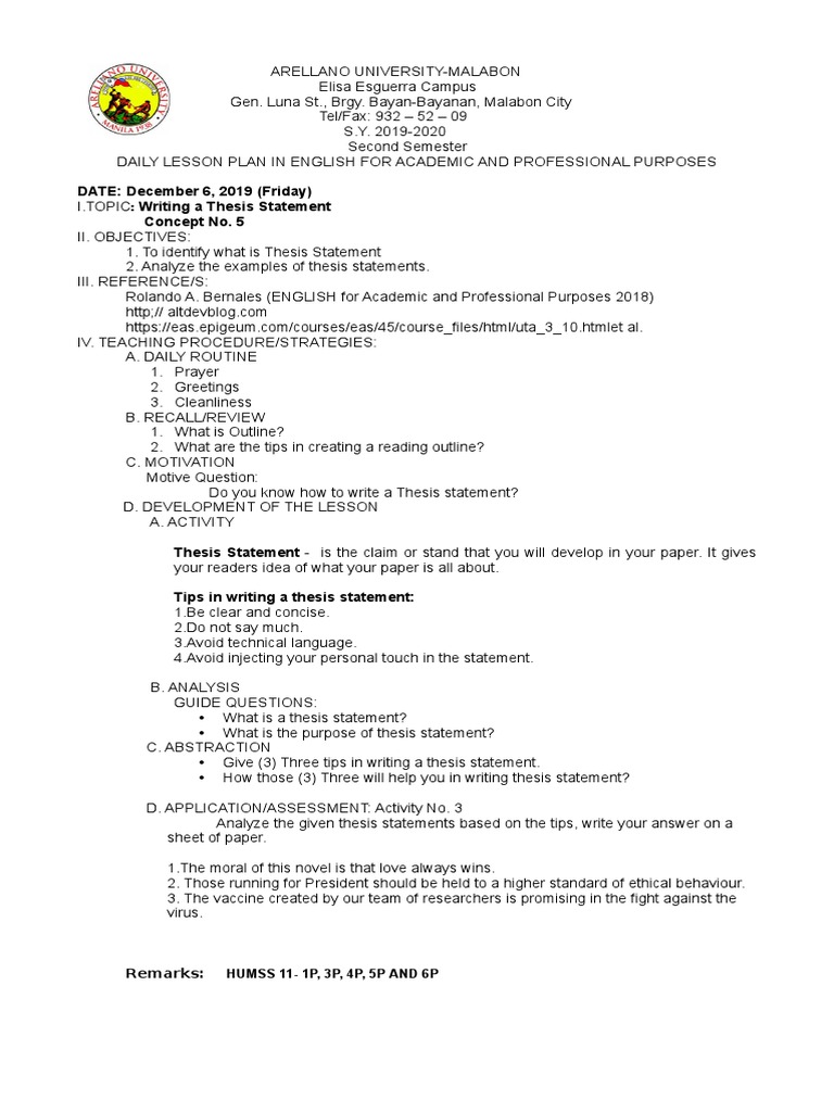 Daily Lesson Plan Eapp | PDF | Thesis | Learning