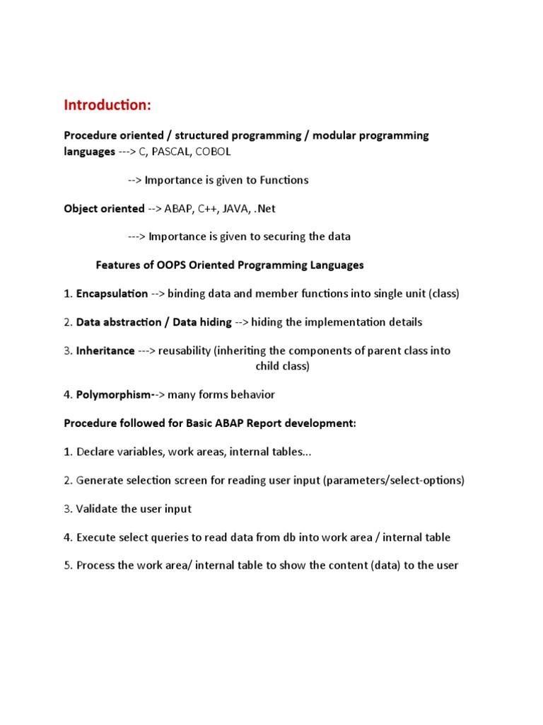 An Introduction to Object-Oriented Programming Concepts in ABAP | PDF | Class (Computer ...