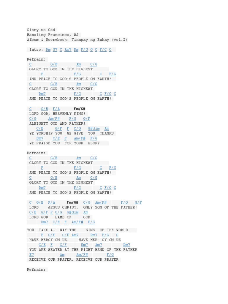 Glory to God: Lyrics and Chords | PDF