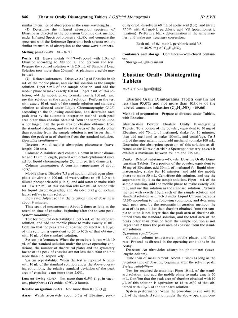 Ebastine Orally Disintegrating Tablets 866 PDF | PDF | Chromatography ...