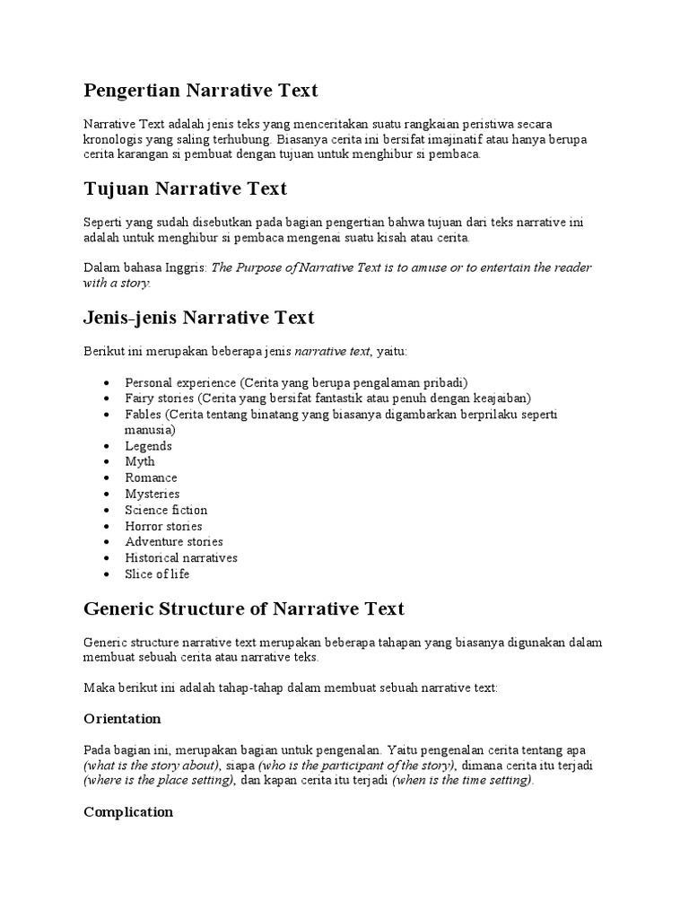 Pengertian Narrative Text | PDF