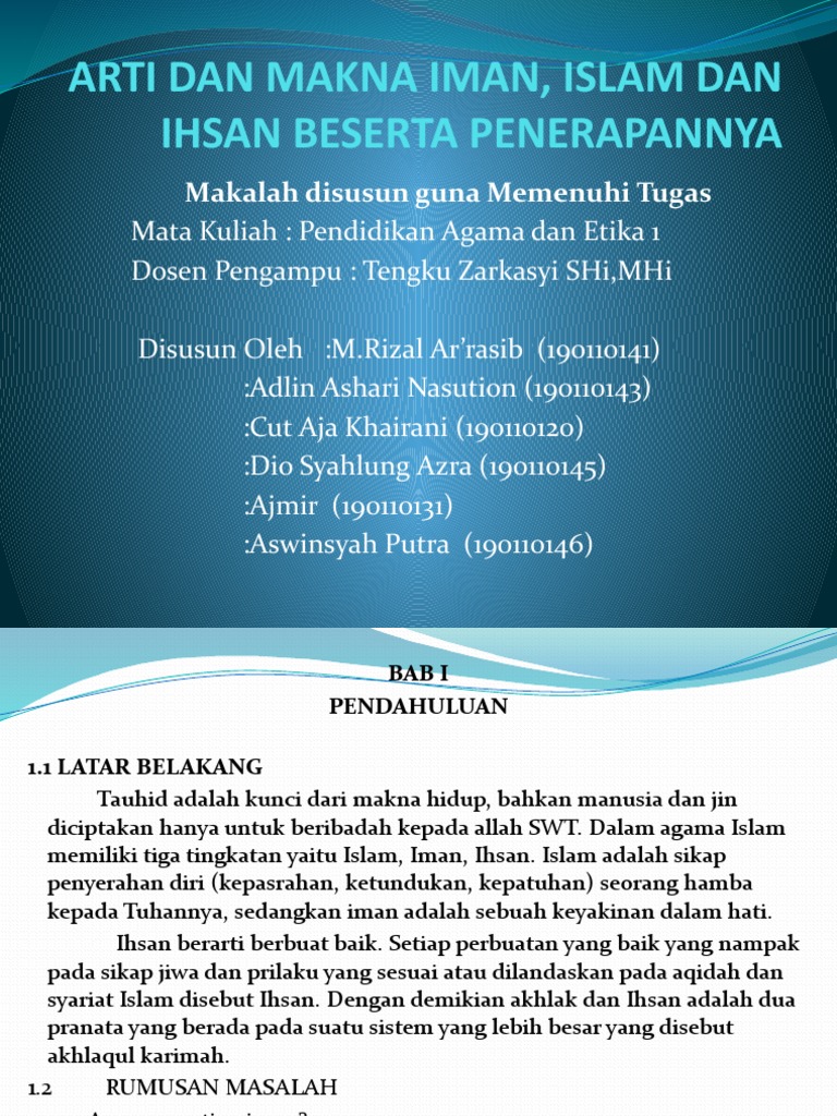 Arti Dan Makna Iman, Islam Dan Ihsan | PDF | Sains & Matematika | Agama ...