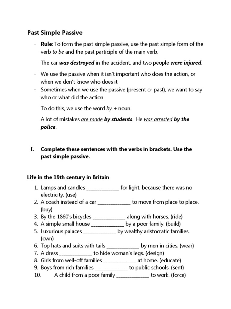 Past Simple Passive | Download Free PDF | Verb | Syntax