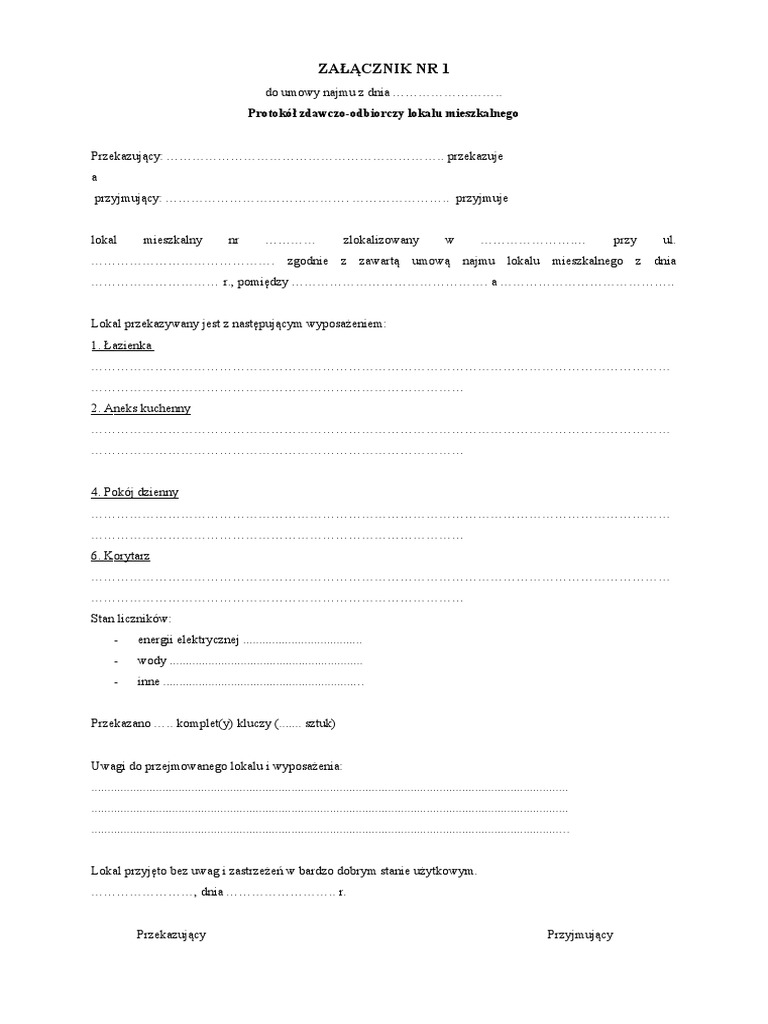 Protokół Zdawczo - Odbiorczy | PDF