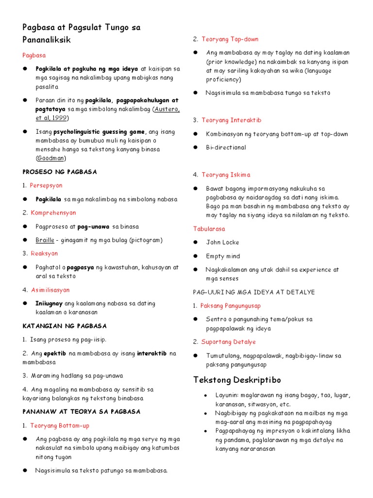 FILIPINO REVIEWER 3rd Grading | PDF