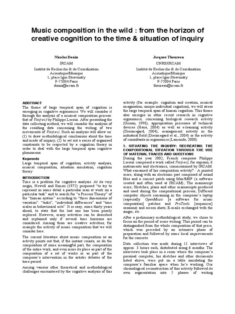 Music Composition Process Analyzed Through Materials From Two Movements ...