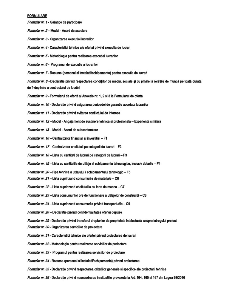 Modele Formulare Achizitii Publice | PDF