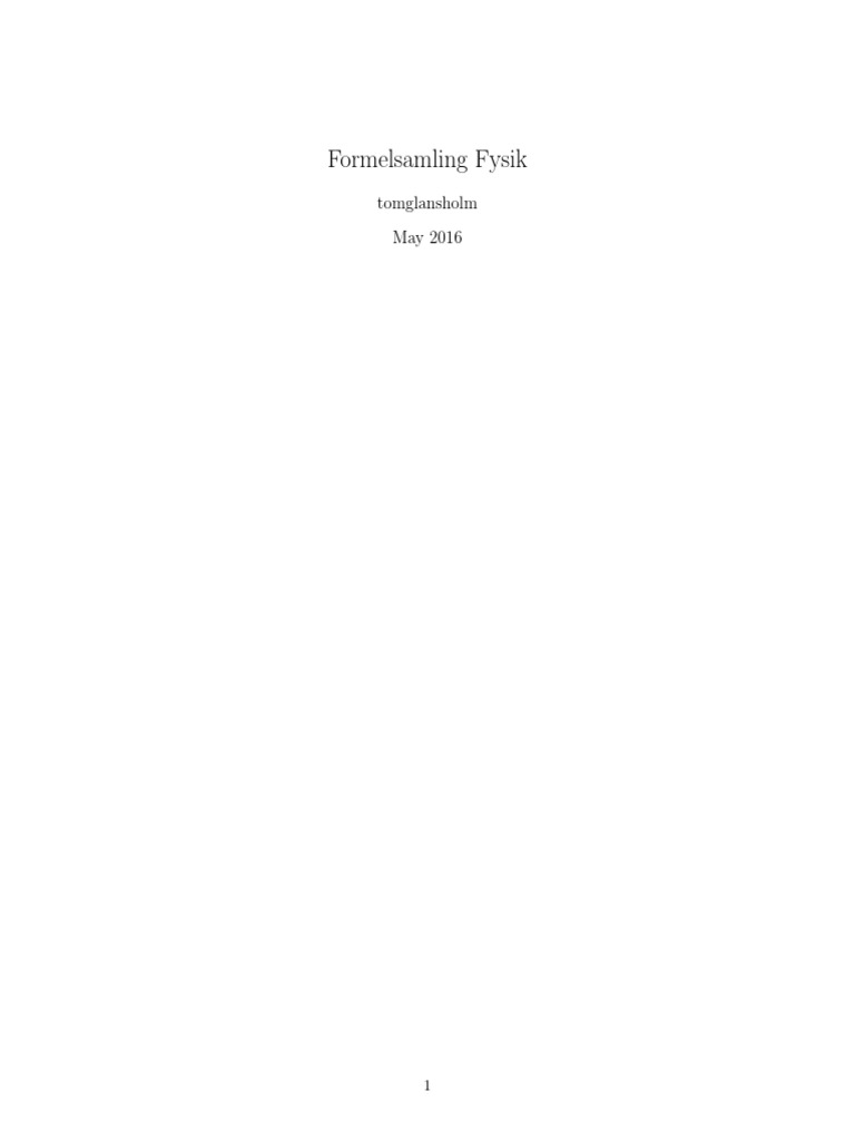 Formelsamling Fysik PDF | PDF
