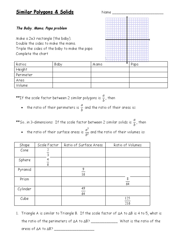 Area and Volume of Similar Shapes Worksheet 4 | PDF | Area | Volume