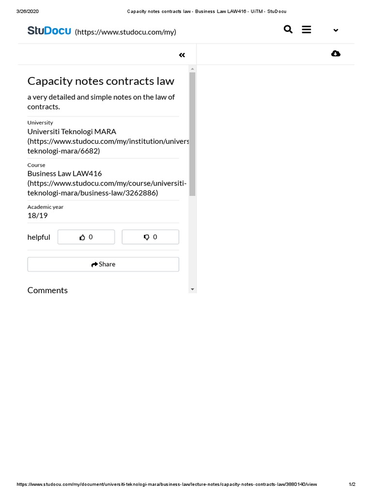 Capacity Notes Contracts Law Business Law LAW416 | PDF