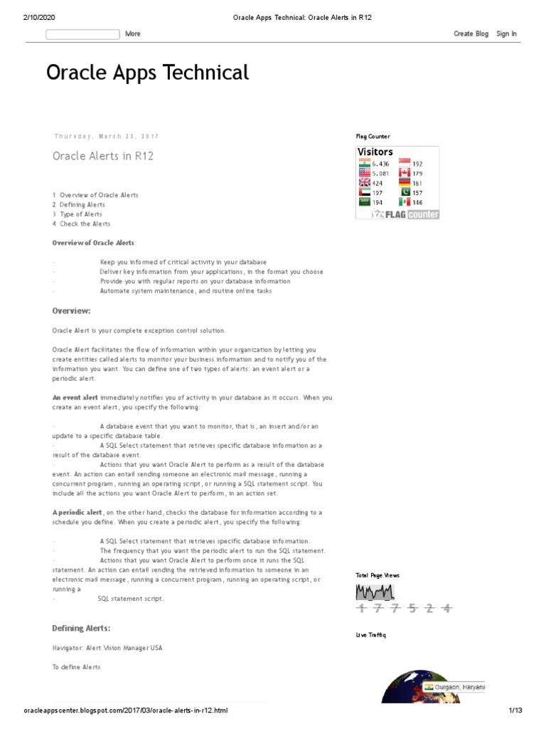 Oracle Apps Technical - Oracle Alerts in R12 | PDF | Sql | Databases