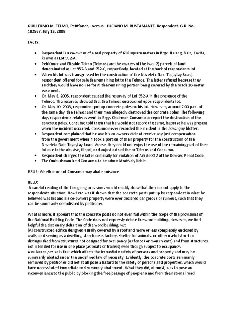 Digest 8th Batch | PDF | Nuisance | Deed