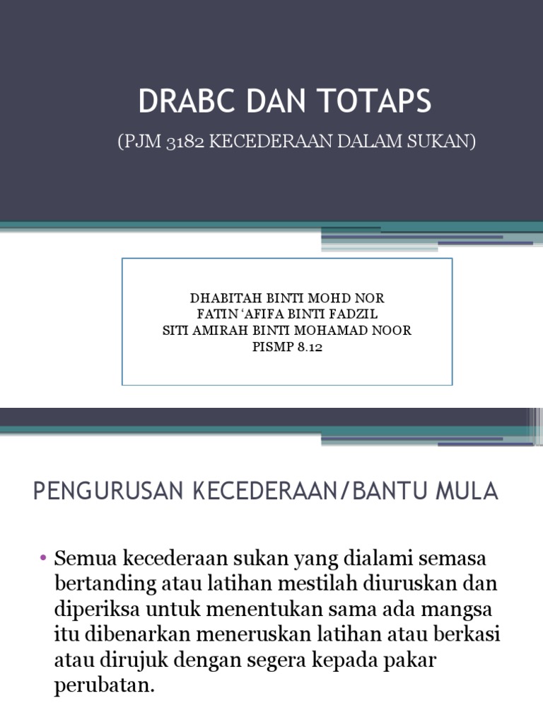 Prosedur DRABC dan TOTAPS Kecederaan | PDF