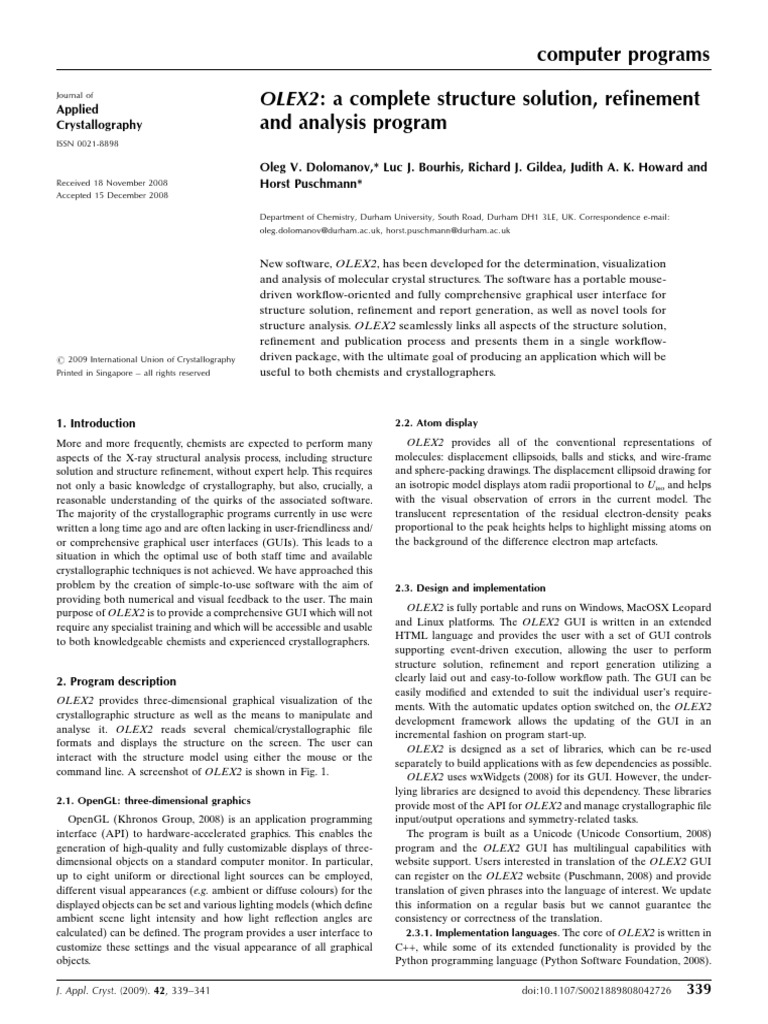 Olex 2 | Download Free PDF | Graphical User Interfaces | Command Line Interface