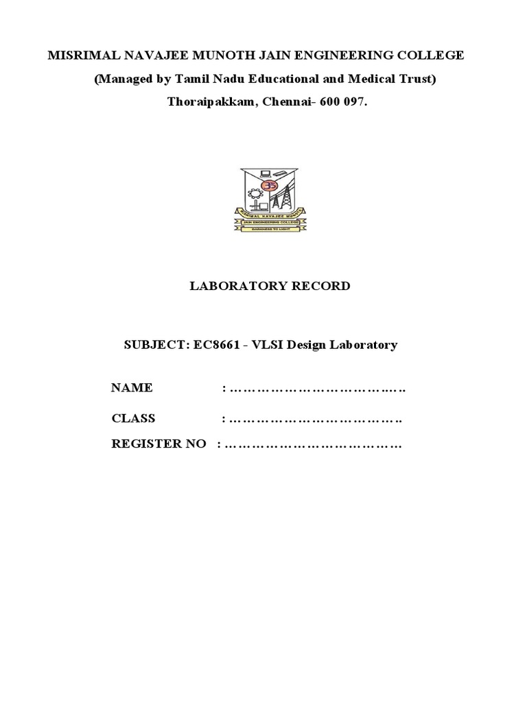 Vlsi Lab Final Pdf Hardware Description Language Field Programmable Gate Array