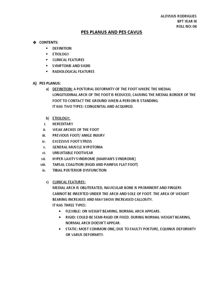 Pes Planus and Pes Cavus | Download Free PDF | Musculoskeletal System ...