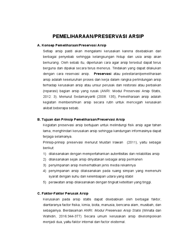 MENGENAL FAKTOR-FAKTOR YANG MEMPENGARUHI PRESERVASI ARSIP | PDF