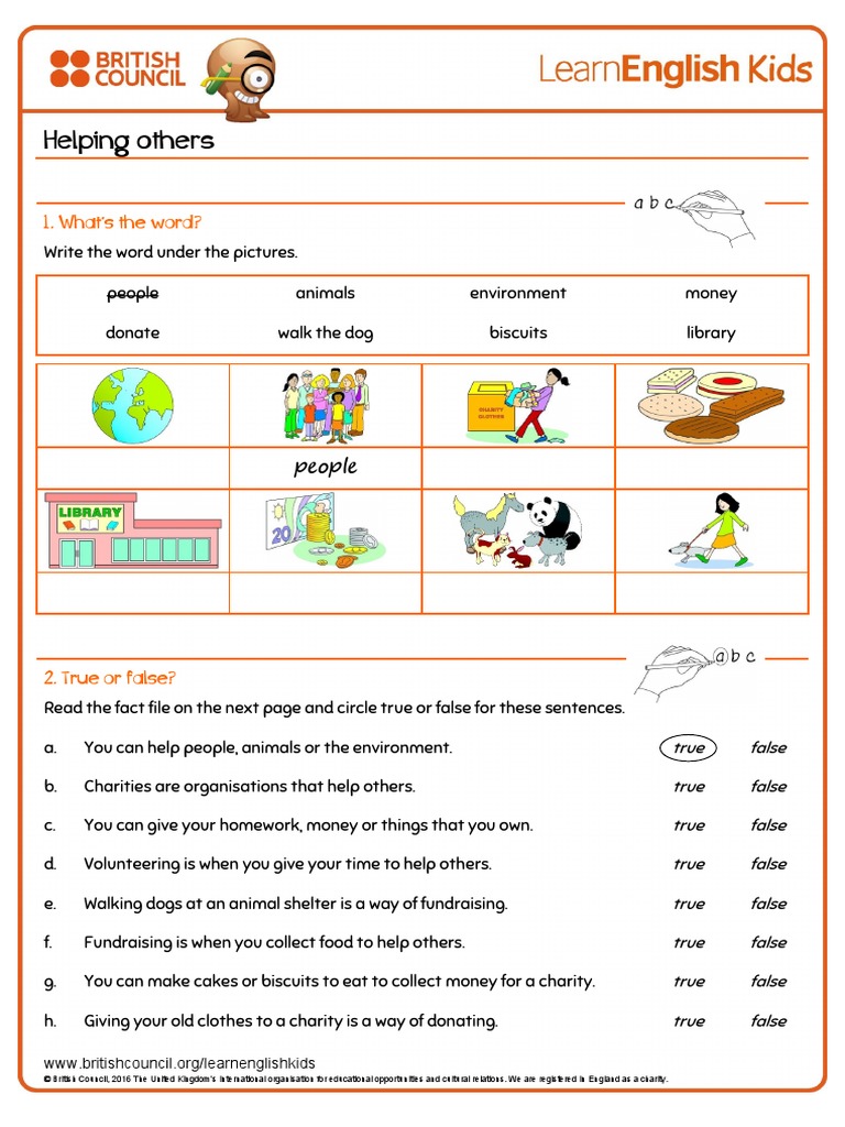 Reading Practice Helping Others Worksheet | PDF | Society | Charity