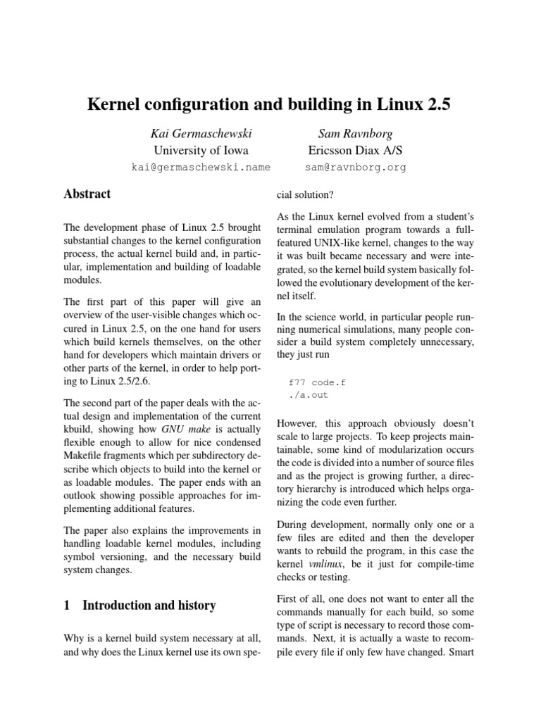 Kernel Configuration and Building in Linux PDF | PDF | Computer ...