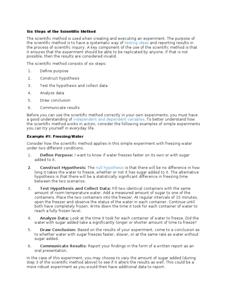 Six Steps of The Scientific Method | PDF | Pimple | Medical Specialties