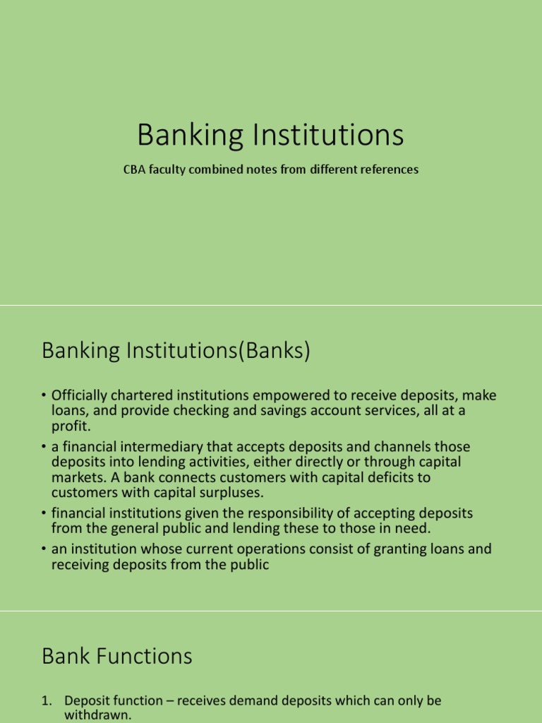 Banking Basics for CBA Students | PDF | Deposit Insurance | Deposit Account