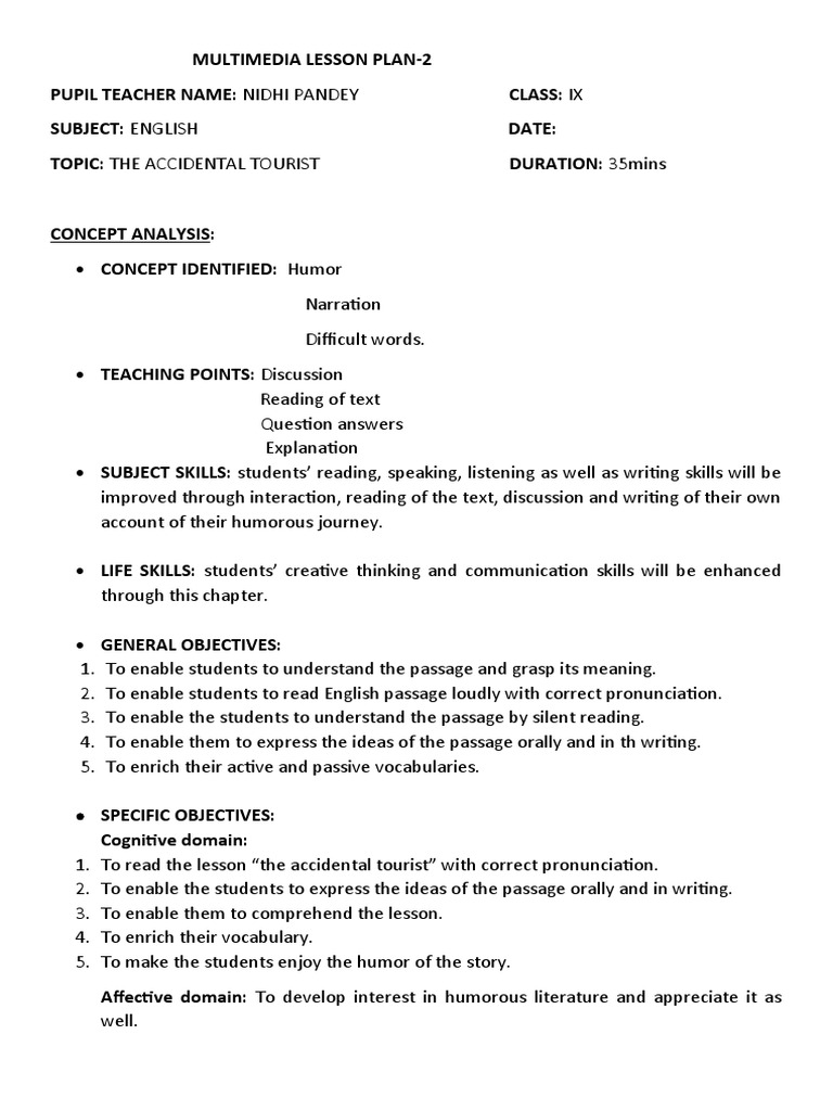 Multimedia Lesson Plan | PDF | Multimedia | Humour