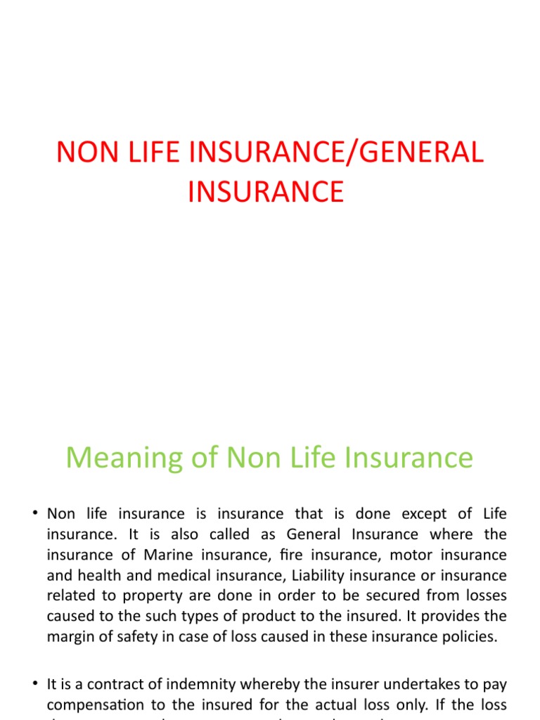 Non-Life Insurance Overview | PDF | Life Insurance | Liability Insurance