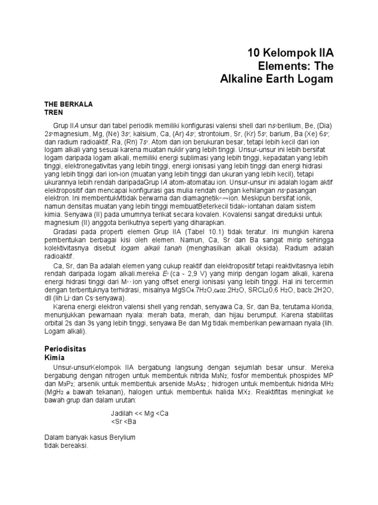 10 Kelompok IIA Elements | PDF