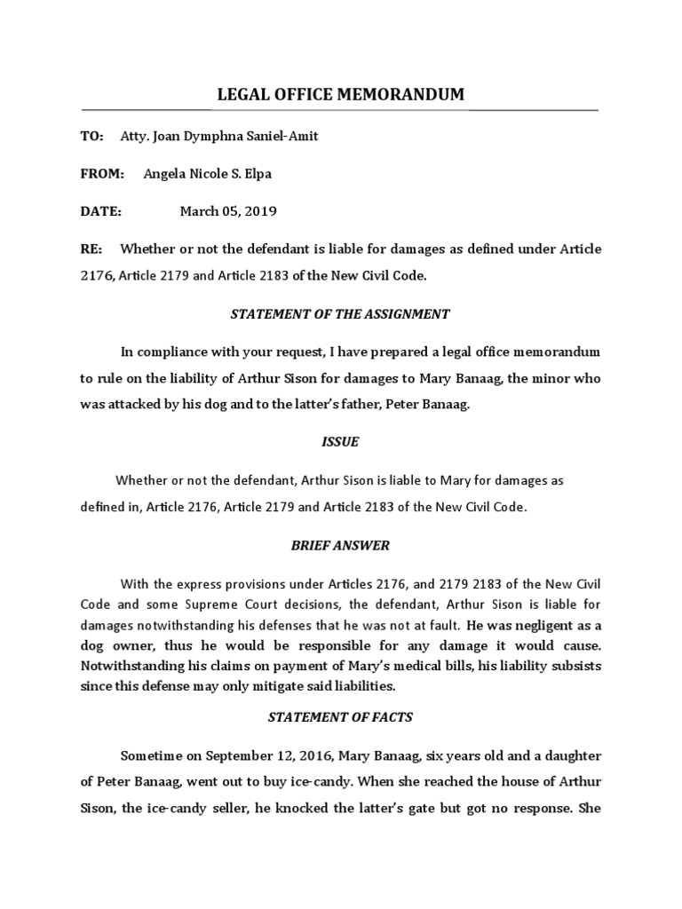 Elpa - 306 - Office Legal Memorandum | PDF | Legal Liability | Negligence