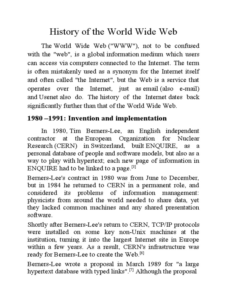 History of the World Wide Web | PDF | Data Compression | World Wide Web