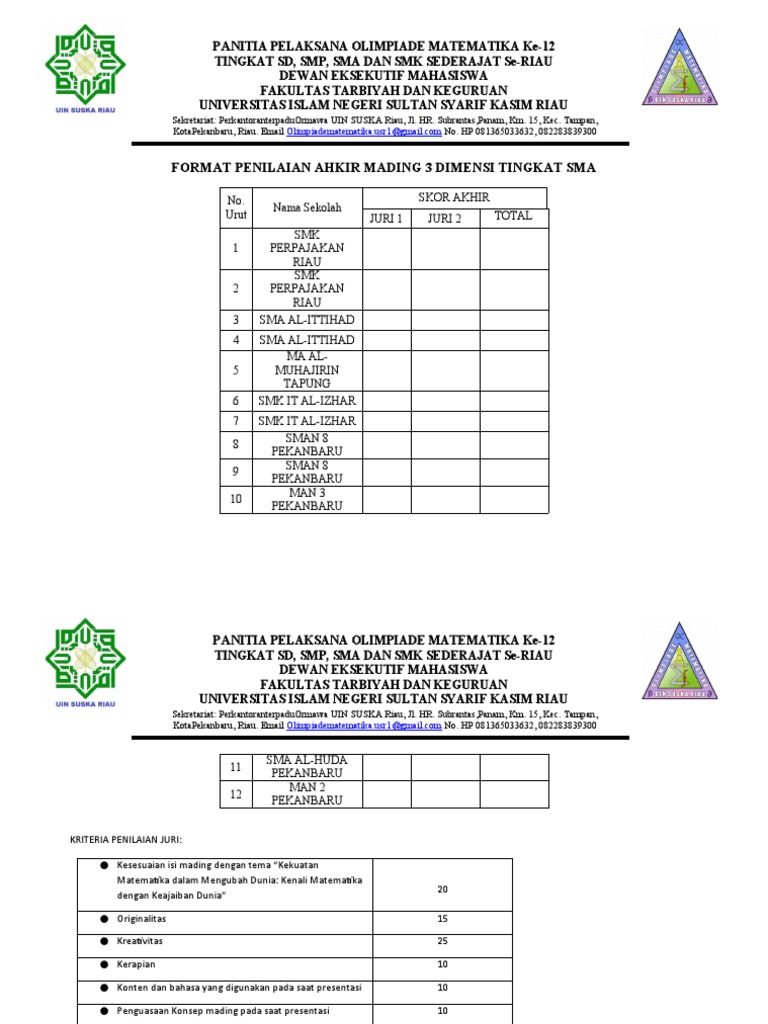 Format Penilaian Mading 3 Dimensi Sma | PDF
